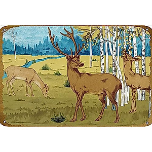deer Tin Sign Retro Home Club bar Wall Art Decoration Metal Tin Sign 12 X 8 inch