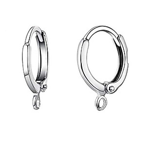 Adabele 100pcs Hypoallergenic Round Huggies Earring Hooks Leverback Earwire 14mm Long Sterling Silver Plated Brass Connector CF262-1