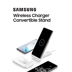 SAMSUNG Electronics Wireless Charger Convertible Qi Certified (Pad/Stand), for Galaxy Buds, Galaxy Phones, and Apple iPhone Devices - US Version - Black (US Version)