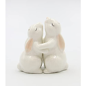 Cosmos Gifts 21011 Hugging Rabbits Salt and Pepper Shaker,White