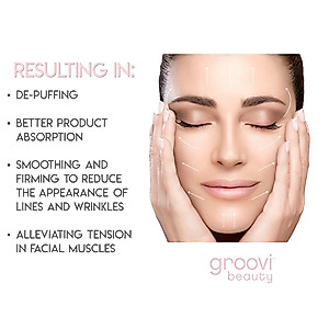 GROOVI BEAUTY Face Roller Massaging Stones Uplift Skin, Promote Lymphatic draining, Reduces fine Lines & Wrinkles, de-Puffs The Skin & Reduces Facial Muscle Tension | No Batteries