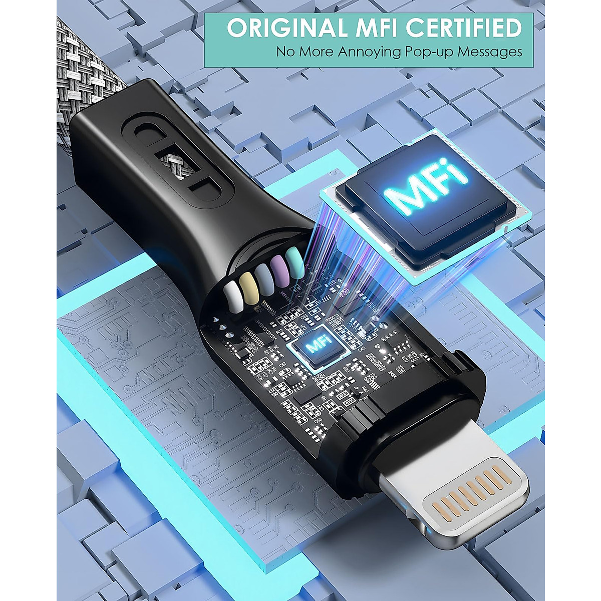 Magtame iPhone Charger Lightning Cable, 3.3ft Magnetic Coiled iPhone Cable Fast Charging Braided Charger Cord, MFi Certified Compatible with iPhone 14 13 12 11 Pro Max Plus Tangle-Free and Durable