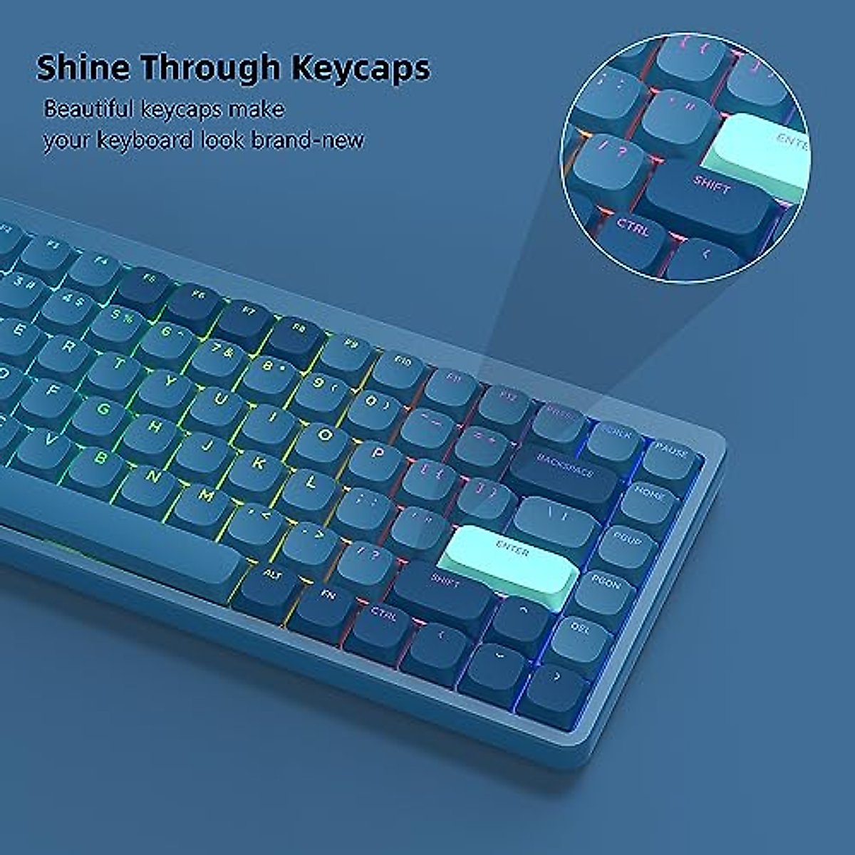 XVX Low Profile Keycaps, 137 Keys Custom Keycaps, Blue Horizon Keyboard Keycaps for 60% 65% 75% 80% 100% Cherry Gateron MX Switches Mechanical Keyboard