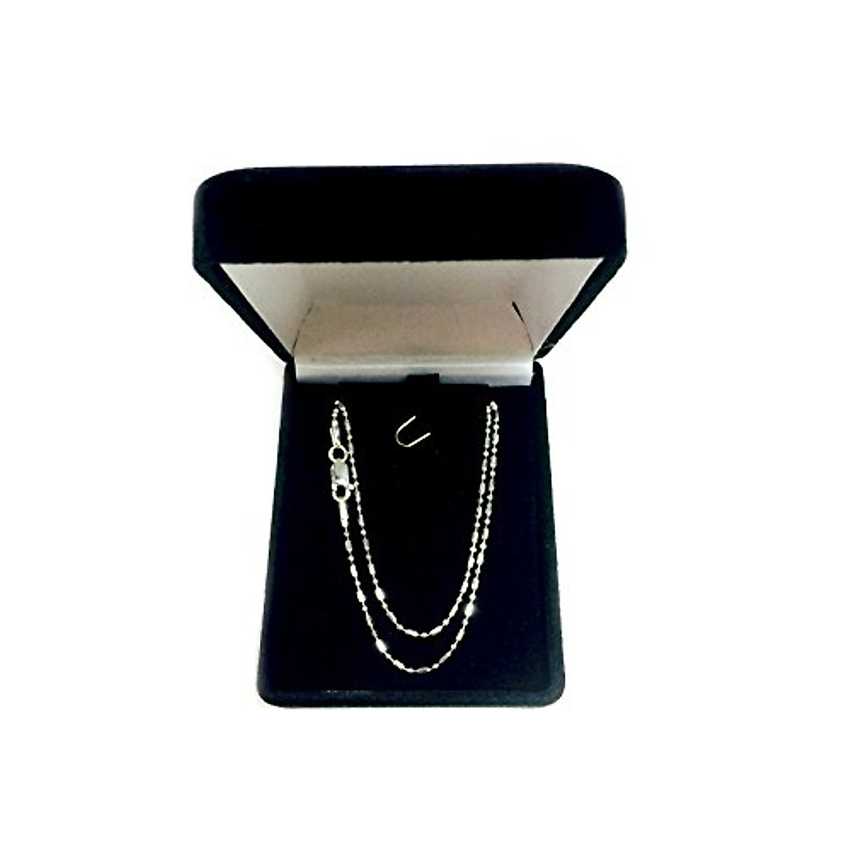Jewelry Affairs Sterling Silver Rhodium Plated & Diamond Cut Bead Chain Necklace, 20"