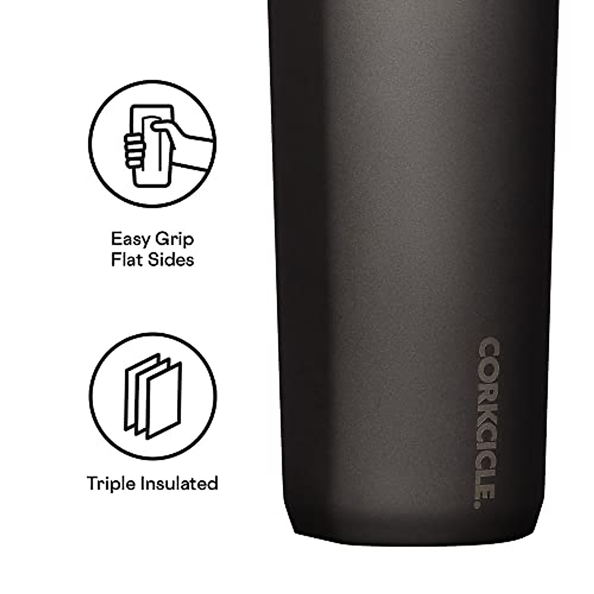 Corkcicle Commuter Cup Insulated Stainless Steel Spill Proof Travel Coffee Mug Keeps Beverages Cold for 9 Hours and Hot for 3 Hours, Ceramic Slate, 17 oz