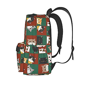 Shoggoth Cat Backpack 17 Inch Cute Cats Print Casual Daypack Lightweight Women's Laptop Backpack Campus Travel Bag for Women Man Hiking