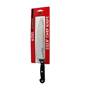 GINSU Kiso 8" Chef Knife, Black - Dishwasher Safe and Always Sharp