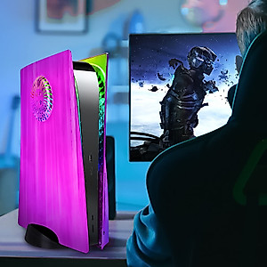 SIKEMAY PS5 Accessories PlayStation 5 Plates with RGB LED Light Strip, Console Cover Face Plates Side Shell with Cooling Vents, PS5 Lights 8 Color 400+Effects Kit, Custom Dust Skin - Plating Purple