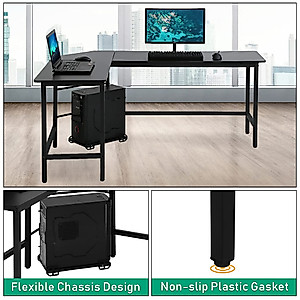 PayLessHere L Shaped Desk, 54" Gaming Desk, Computer Desk, L Desk, Home Office Desk Space Corner Study Desk Workstation Easy to Assemble(Black)
