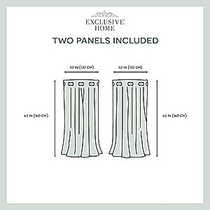 Exclusive Home Curtains Sateen GT Twill Woven Room Darkening Blackout Grommet Top Curtain Panel Pair, 52x63, Charcoal, 2 Count