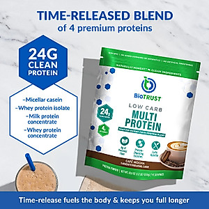 BioTrust Low Carb Protein Powder – Delicious Whey & Casein Blend from Grass-Fed Hormone Free Cows – Non GMO, Gluten Free (Cafe Mocha)