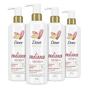 Dove Body Love Body Cleanser Radiance Renew 4 Count For Dull Skin Exfoliating Body Wash with Vitamin C Serum 17.5 fl oz