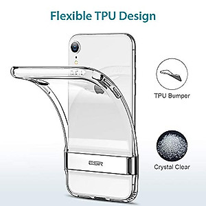 ESR Metal Kickstand Case for iPhone XR, [Vertical and Horizontal Stand] [Reinforced Drop Protection] Flexible TPU Soft Back for The iPhone XR, Clear