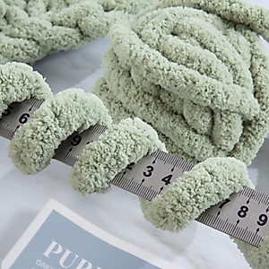 MABOZOO Chunky Yarn for Crocheting 8 Pack,Sage Green Fluffy Jumbo Chenille Yarn,Soft Plush Yarn Bulky,Giant Thick Fuzzy Yarn for Hand Knitting or Arm Knitting (31.7 yds,8 oz Each Skein)