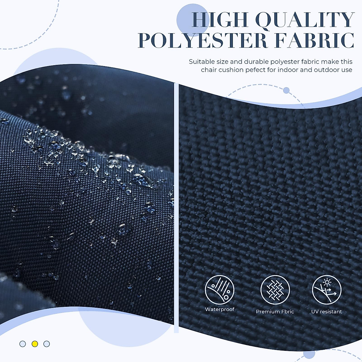 DANGHOOGY Outdoor Chair Cushions Set of 2, Weather and Fade Resistant 19"x19" Patio Furniture Cushions, Memory Foam Wicker Chair Cushions for Indoor/Outdoor Furniture (2, Navy)