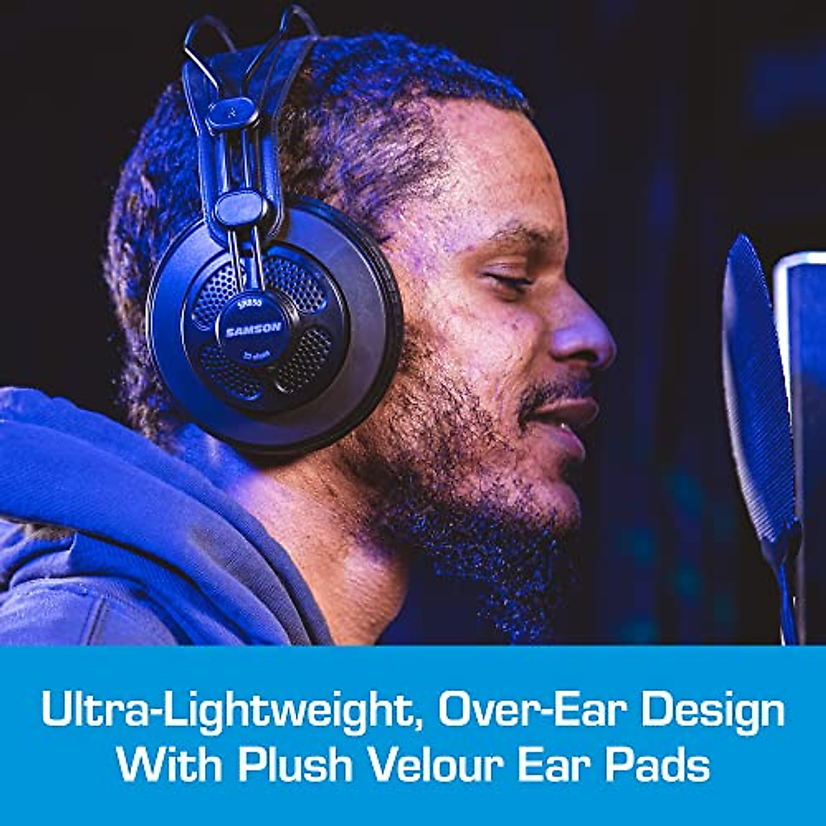 Samson Semi Open-Back Studio Reference Headphones, Black, Over Ear (.)