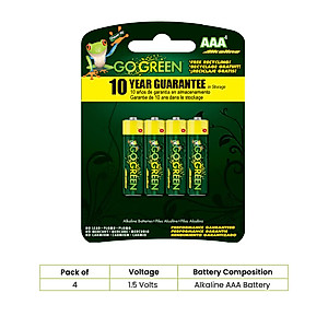 Go Green AAA Alkaline Battery 4-Pack
