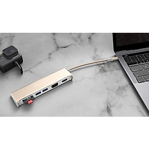 ADAM elements 5-in-1 USB C Hub - 4K USB C to HDMI - SD Card Reader - 2 USB 3.1 Ports - Portable, Durable Aluminum Case
