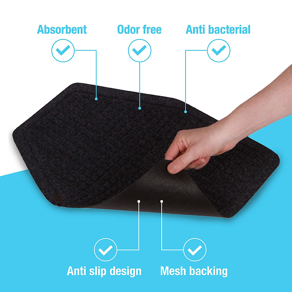 Urinal Mats (8 Pack) - Bathroom Urinal Mat for Floor - Dark Gray Commercial Splash Mats for Men's Restroom