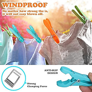 48 PCS Colored Plastic Clothespins,Clothes Pins Heavy Duty Outdoor,Towel Clips Clothes Pins with Springs Non Slip for Hanging Clothes,Outdoor,Clothesline Crafts Picture Clips Food Package Clips
