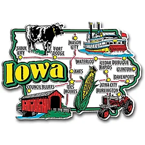 Iowa Jumbo State Magnet by Classic Magnets, 3.8" x 2.7", Collectible Souvenirs Made in The USA