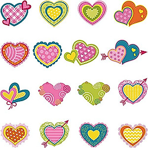 64 Pieces Hearts Cut Out Accents Colorful Mini Valentine's Day Cutouts Paper Romantic Love Cutouts DIY Decorations for Bulletin Board Classroom School Valentine's Day Party
