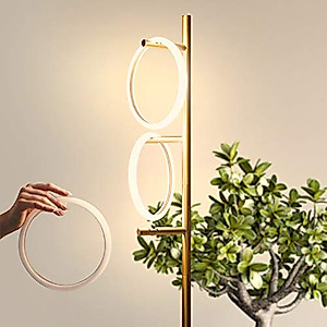 Brightech Saturn Floor Lamp, Great Living Room Decor, Tall Tree Lamp for Offices, Contemporary Lamp for Living Rooms, Standing Lamp with 3 LED Lights for Bedroom Reading - Gold/Brass