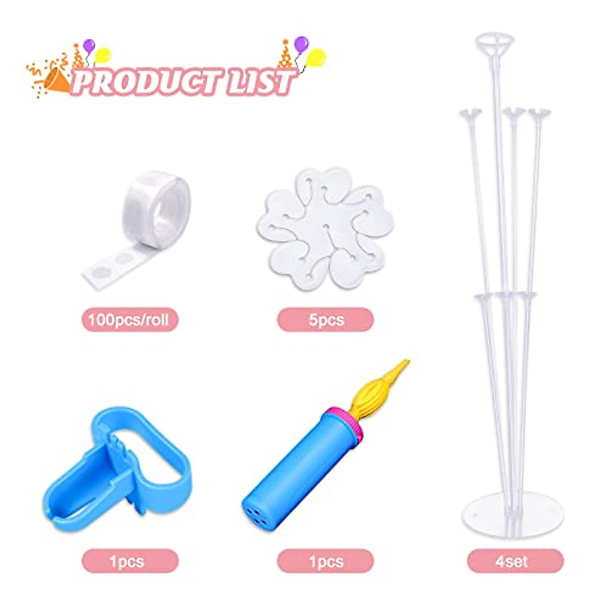Pondpm Balloon Table Stand Kit,4 Sets of Reusable Clear Balloon Centerpiece Stand Desktop Holders, Balloon Stand Kit for Birthdays Weddings Festival Anniversaries Kid's Party Decorations