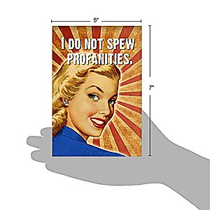 NobleWorks - 1 Funny Happy Birthday Greeting Card - Retro Woman Humor, Notecard Talk Bubbles - Mind Your Language C3229BDG