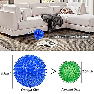 Ousiya Dog Balls 4.5” Squeaky Dog Toys Spikey Dog Ball for Aggressive Chewers Heavy Duty Teething Large Medium Durable Dogs Balls (4 Pack)
