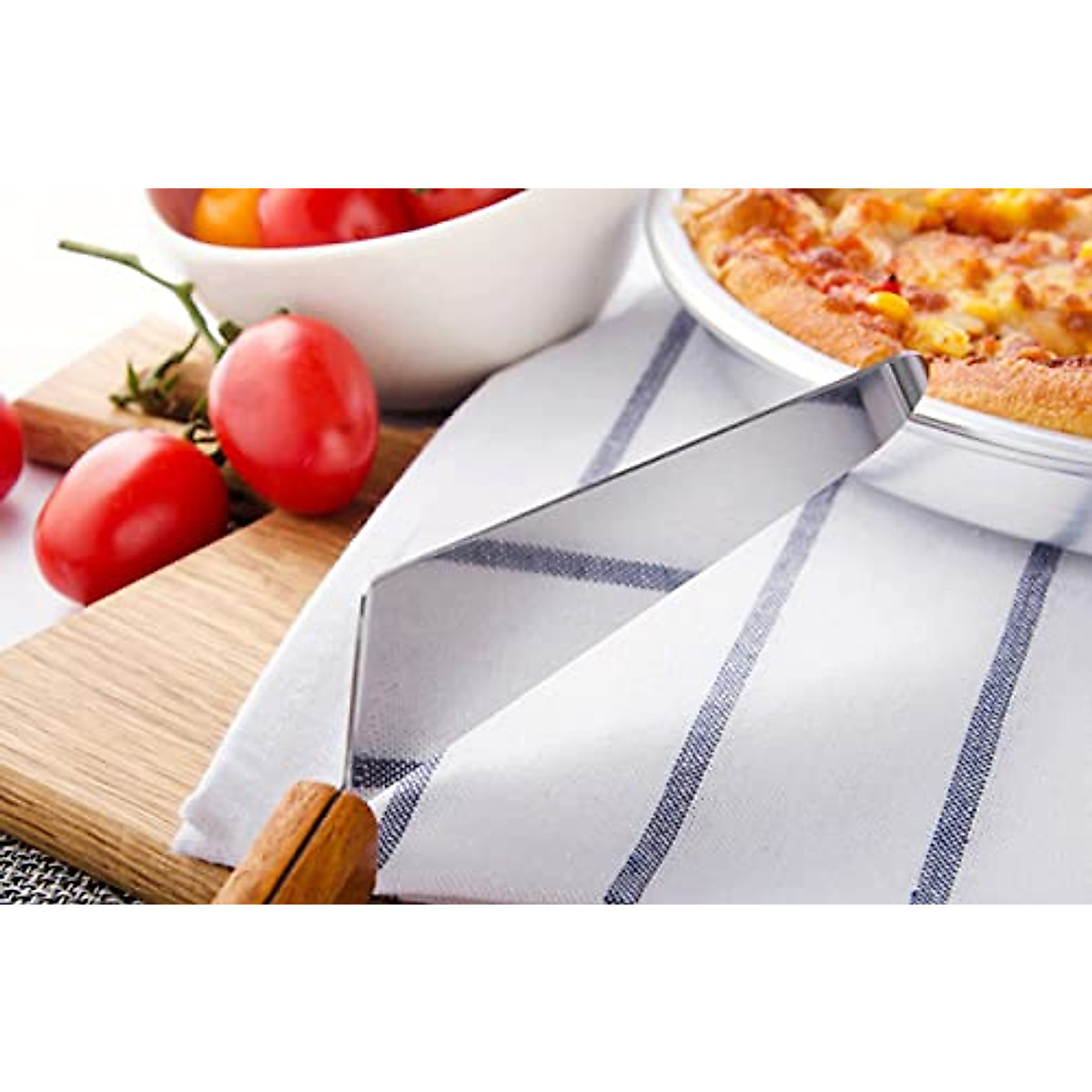 Tosnail 12 Pack Stainless Steel Pie Server Pizza Spatula Cake Cutter Slicer with Wooden Handle