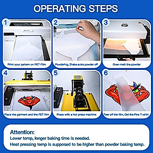 Yamation DTF Powder Kit, DTF Adhesive Powder Include Fine Medium Coarse, White Black DTF Transfer Powder Hot Melt Adhesive applies to All DTF Transfer Printers for Digital Prints on DTF Supply