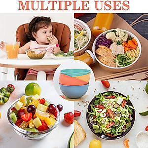 YUZI 6Packs Wheat Straw Bowls Set - 24 OZ Unbreakable Plastic Cereal Bowls, Microwave and Dishwasher Tableware Bowl Soup Bowls for Kitchen Serving Oatmeal, Pasta, Salad, Dessert(3 Color)