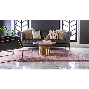 Unique Loom Solo Collection Solid, Plush, Kids, Modern Area Rug, 5 ft x 7 ft 7 in, Pink