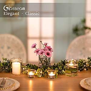 Glasseam Cylinder Vases for Centerpieces, Set of 6 Clear Glass Vases for Flowers, Modern Small Floating Candle Vase Decor, Decorative Hurricane Candle Holders for Home Wedding Table Decorations, 4in