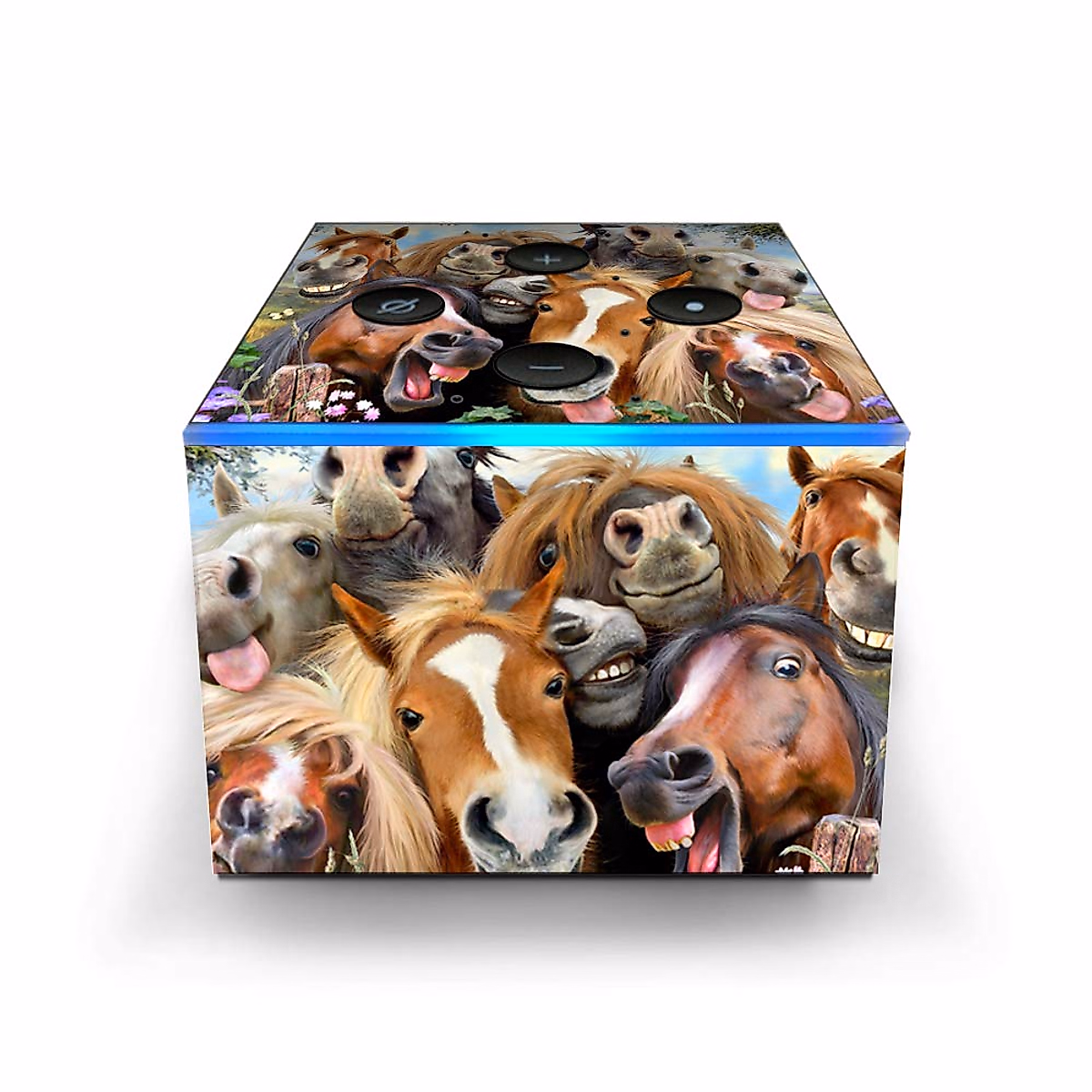 Horse Selfie in The Field - Skin Decal Vinyl Wrap for Amazon Fire TV Cube