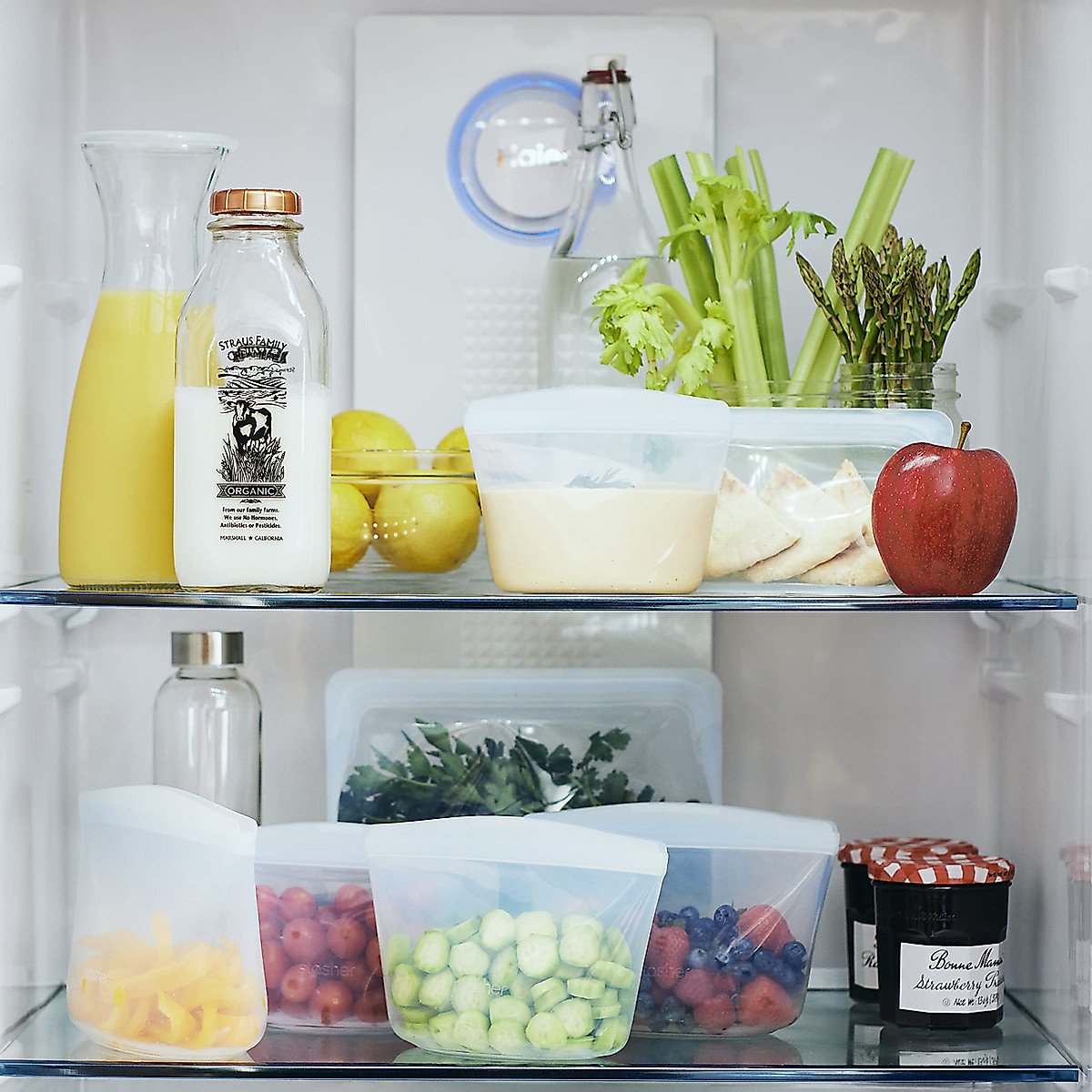 Stasher Reusable Silicone Storage Bags (4-Pack) and Bowls (3-Pack) Bundle