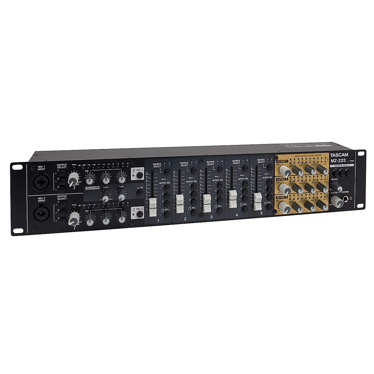 Tascam 7-Channel 3-Zone Rackmount Audio Mixer With Voice Priority (MZ-223)