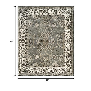 SAFAVIEH Royalty Collection Area Rug - 8' x 10', Grey & Cream, Handmade Traditional Oriental Wool, Ideal for High Traffic Areas in Living Room, Bedroom (ROY993A)