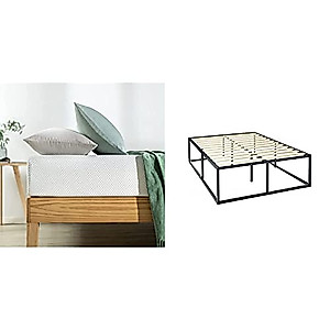 Zinus 8 Inch Green Tea Aspire Memory Foam Mattress, Full & Joseph Metal Platforma Bed Frame/Mattress Foundation/Wood Slat Support/No Box Spring Needed/Sturdy Steel Structure, Full