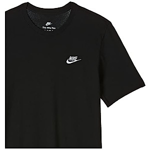 Men's Nike Sportswear Club T-Shirt, Nike Shirt for Men with Classic Fit, Black/White, L