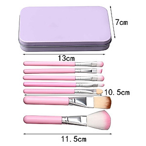 Pimoys Children Makeup Brushes, 7Pcs Makeup Brush Set Foundation Eyebrow Eyeliner Brush Cosmetic Concealer Brushes for Kids Girls, Women trave - Pink with case