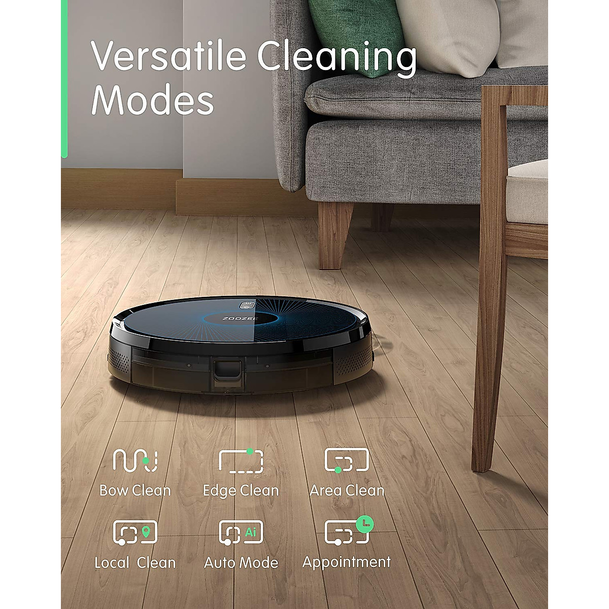 zoozee Z50 Robot Vacuum Cleaner with 3000Pa Max Suction Power, Vacuum and Mop 2-in-1,5200mAh Super Battery Life,Quiet and Self-Charging, Pet and Carpet Friendly Robtic Vacuum, Works with Siri Alexa
