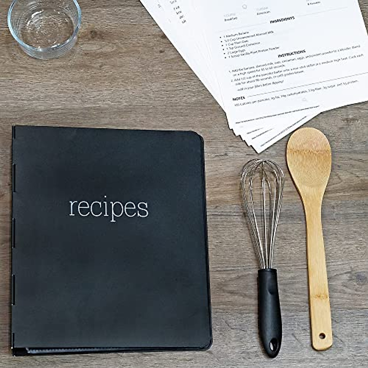 AuldHome Farmhouse Cookbook Recipe Binder (Black); Rustic Enamelware Style Metal 3-Ring Binder for Family Recipes, Custom Cookbooks and More