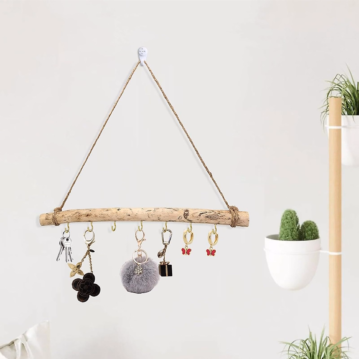 DD-life 2 Pcs Decorative Floating Wall Shelves Coat Hooks Driftwood Branch Hook Branch Hanger Rack for Keys Hats Entryway