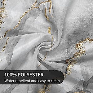 Gold Marble Round Tablecloth 60 Inch - Waterproof & Wrinkle Resistant Washable Fabric Spring Table Cloth for Dining Room Party Outdoor Picnic, White and Grey