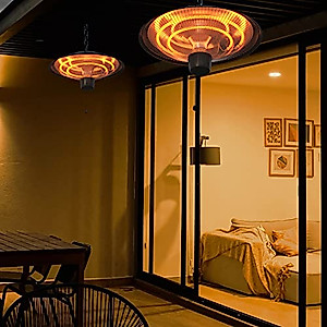 Outdoor Patio Heater, Hanging Electric Porch Heater, Ceiling Mounted Patio Heater, Waterproof Space Heater Lamp For Patio, Outdoor Heater with 2 Adjustable Modes 600W/1500W