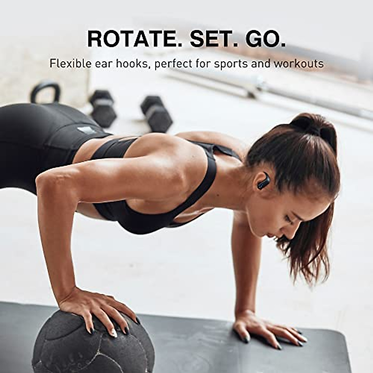 TRANYA X5 Wireless Earbuds, 32H Playtime with USB-C Fast Charging Touch Control Sports Earbuds, Bluetooth 5.3 True Wireless Earbuds with Ear Hook, IPX5 Waterproof Over-Ear Buds for Workout Running.