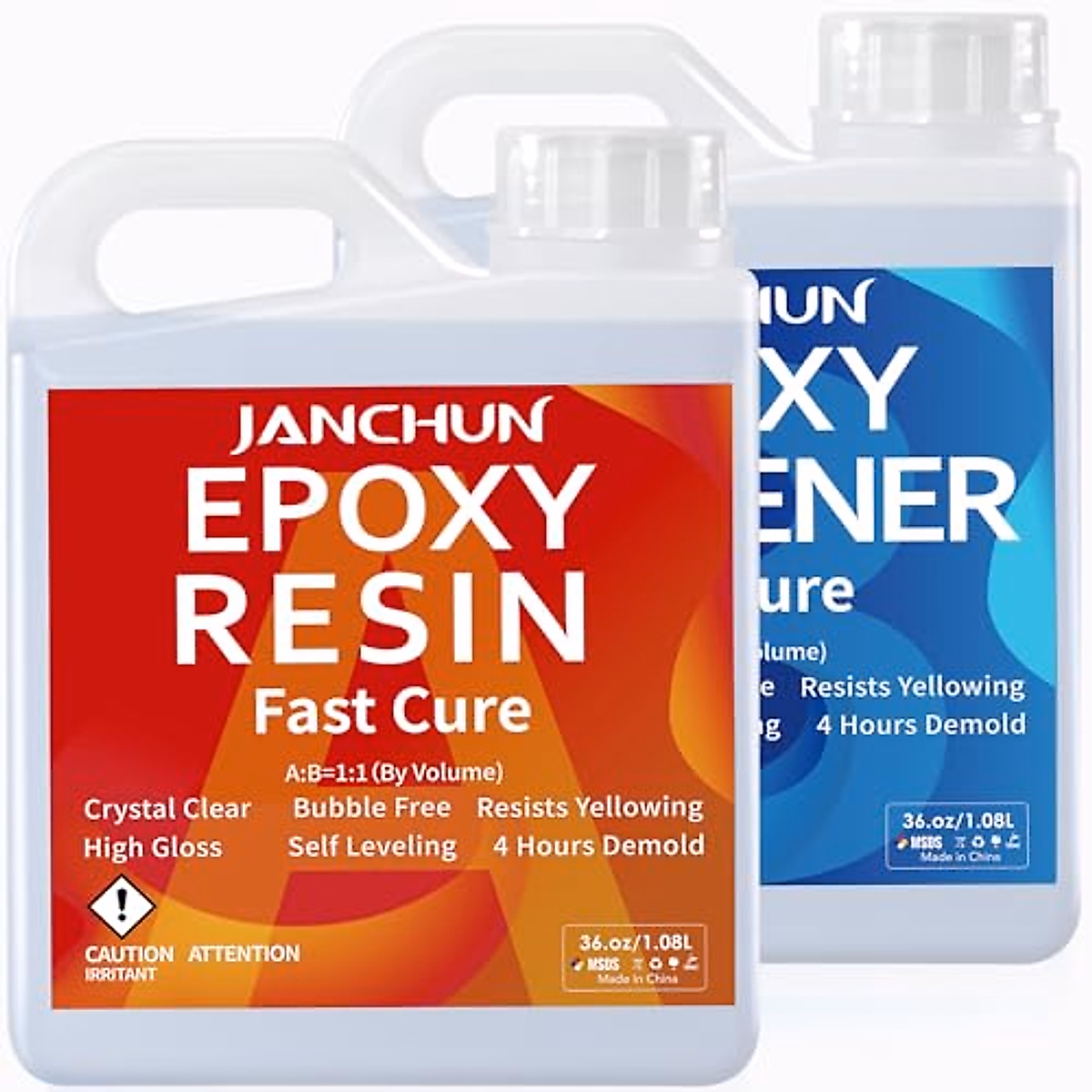 Epoxy Resin Kit 72OZ - Crystal Clear Resin Epoxy - No Yellowing No Bubble Art Resin Casting Resin for Art Crafts, Jewelry Making, Wood & Resin Molds(36OZ x 2)