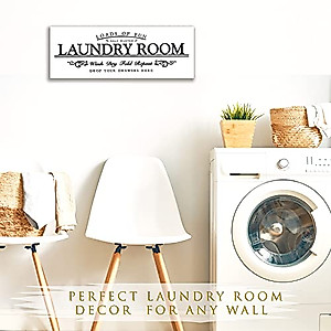 Gifhunter Laundry Room Decor With Wash Dry Fold Repeat Laundry Sign for Laundry Room Décor, Rustic Family Farmhouse Laundry Room Wall Decor Wall Sign Laundry Rules Hanging Prints for Laundry Room